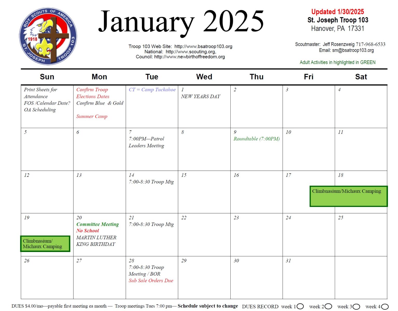 Boy Scout Troop 103 Hanover, Pennsylvania. Serving others since 1918